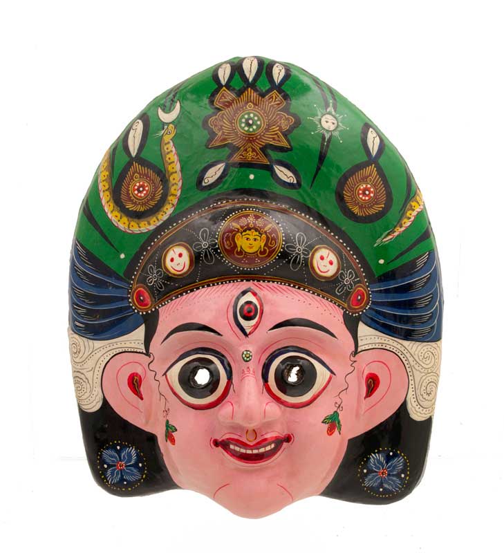 MASQUE NEPALAIS DEVI DANCE INDRA JATRA FESTIVAL NEPAL PAPIER MACHE MASK ...