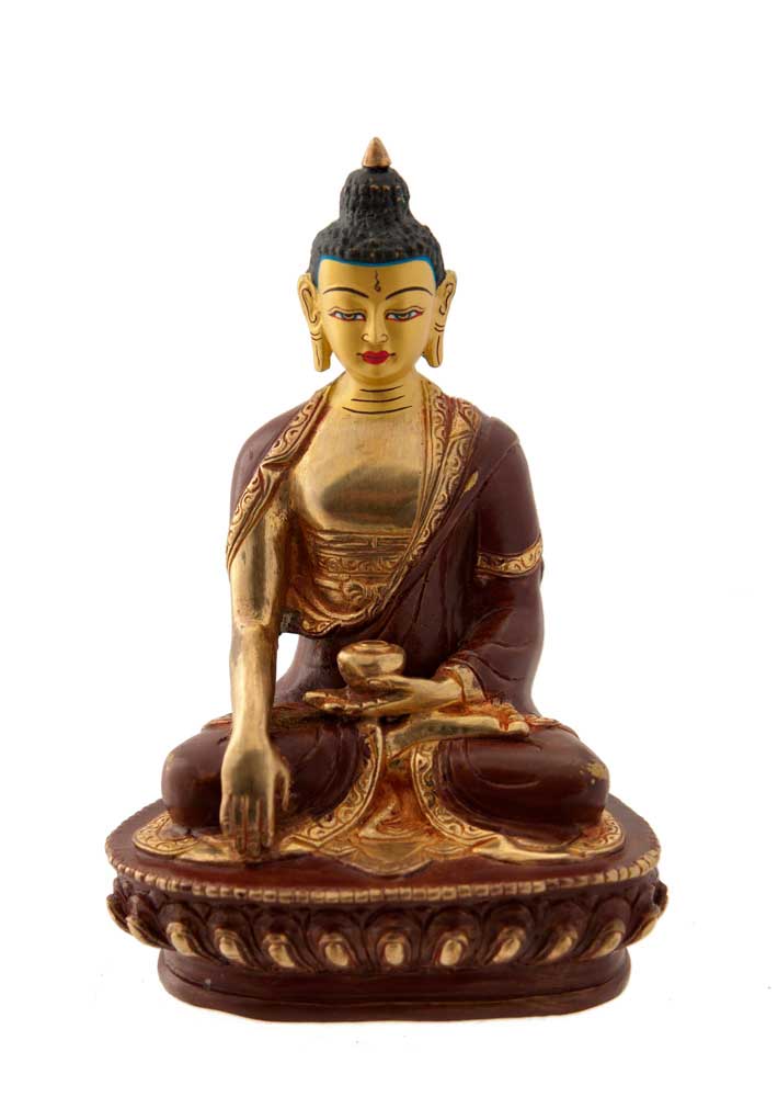 STATUE TIBETAINE BOUDDHA AKSHOBHYA CUIVRE ET OR NEPAL BUDDHA AFR9-8708
