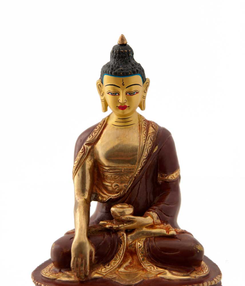 STATUE TIBETAINE BOUDDHA AKSHOBHYA CUIVRE ET OR NEPAL BUDDHA AFR9-8708