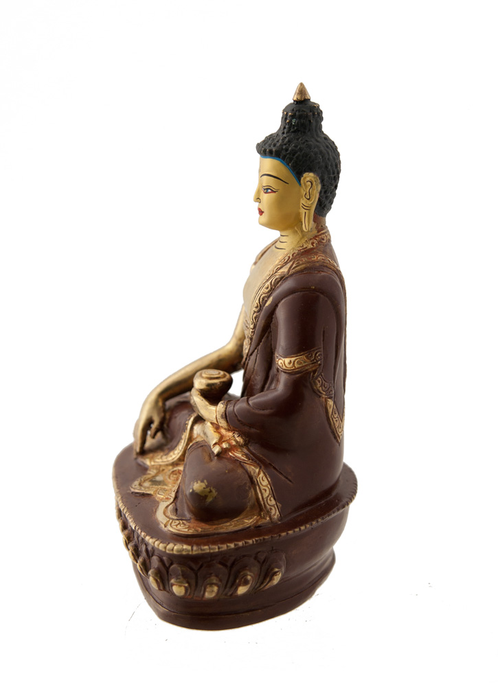 STATUE TIBETAINE BOUDDHA AKSHOBHYA CUIVRE ET OR NEPAL BUDDHA AFR9-8708
