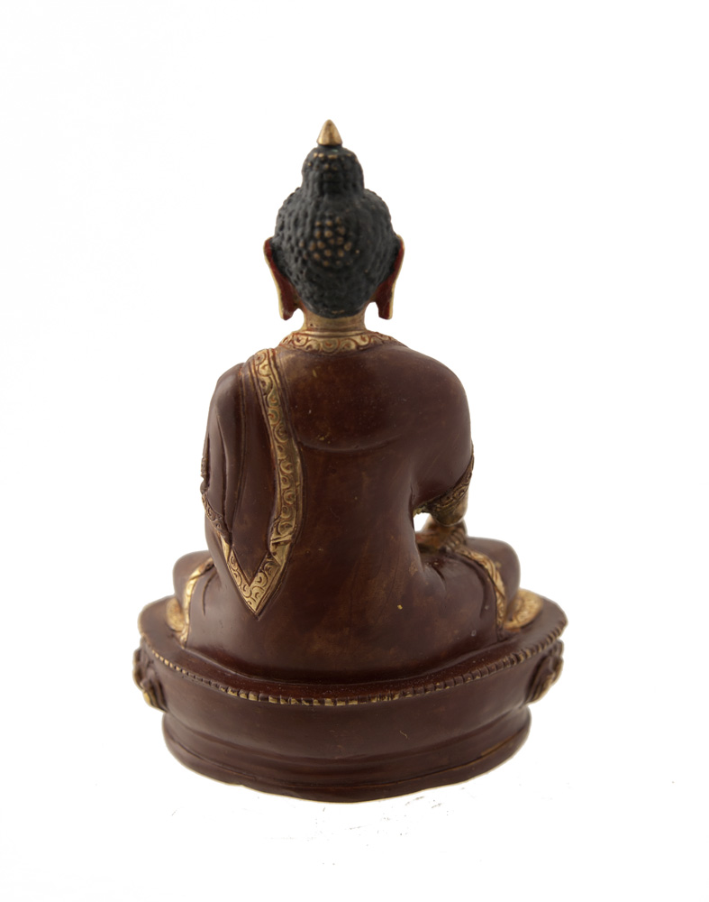 STATUE TIBETAINE BOUDDHA AKSHOBHYA CUIVRE ET OR NEPAL BUDDHA AFR9-8708