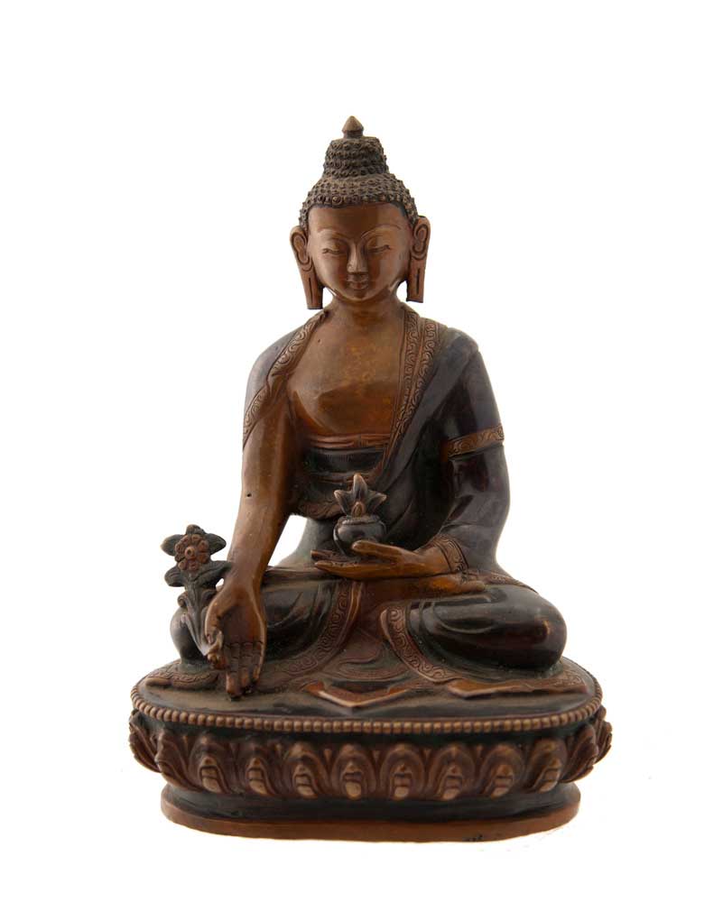 STATUE TIBETAINE BOUDDHA RATNASAMBHAVA MEDECINE CUIVRE NEPAL BUDDHA AFR9-8711