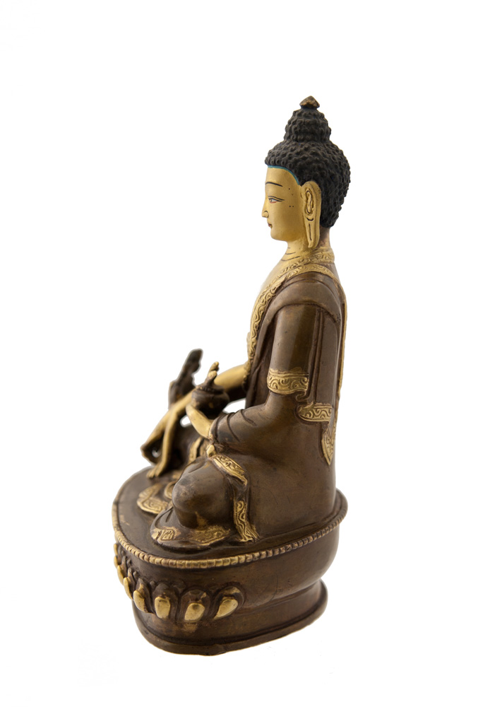 Statue Bouddha Médecine - Rituel bouddhiste tibétain - Cuivre Népal | Peterandclo.com