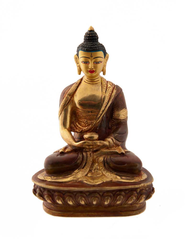 Statue Bouddha Amitabha Cuivre Népal - Rituel tibétain | Peterandclo.com