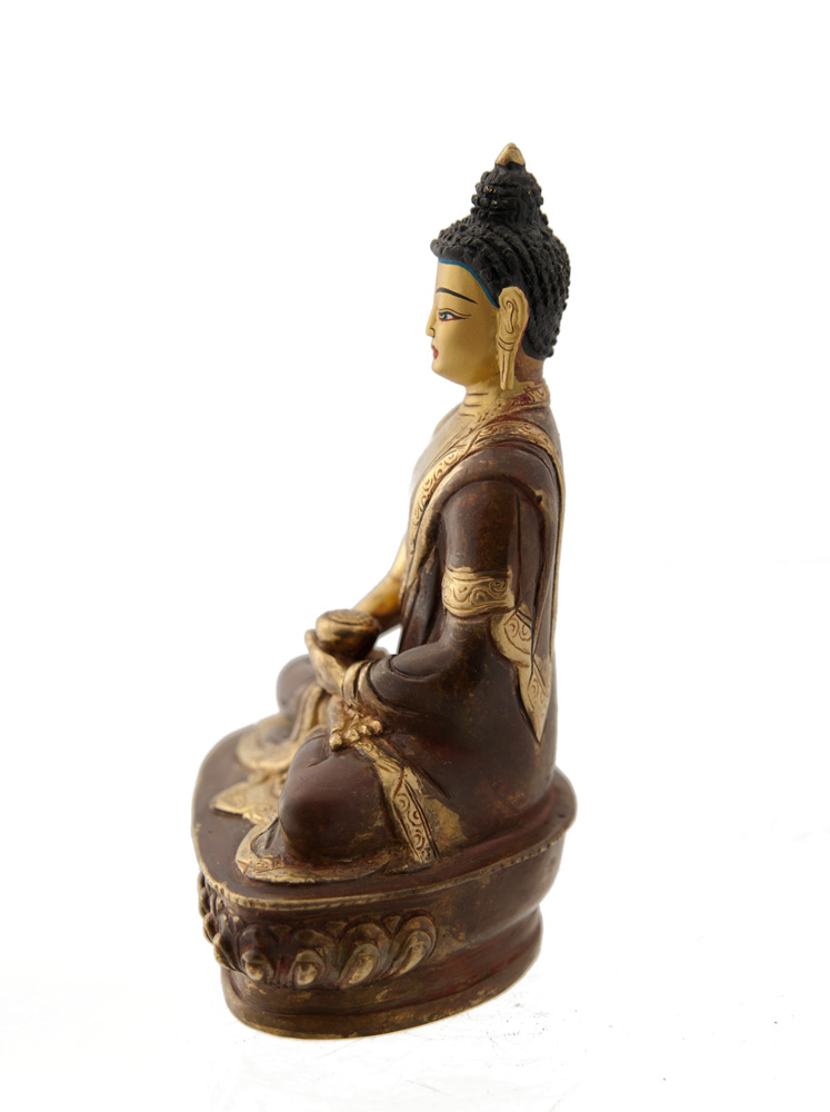 Statue Bouddha Amitabha Cuivre Népal - Rituel tibétain | Peterandclo.com