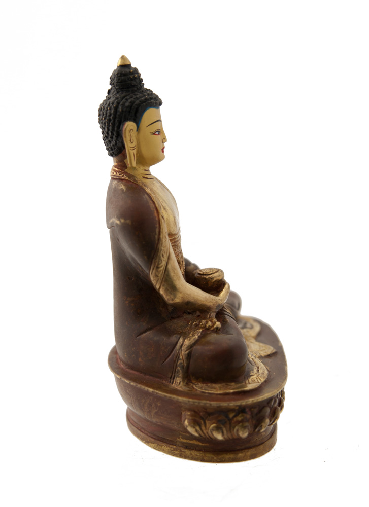 Statue Bouddha Amitabha Cuivre Népal - Rituel tibétain | Peterandclo.com