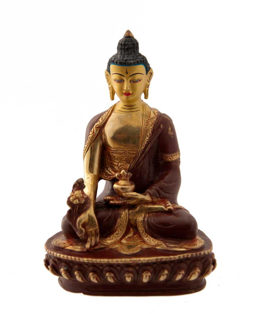 Statue Bouddha Médecine - Tradition bouddhiste tibétaine - Cuivre Nepal | Peterandclo.com