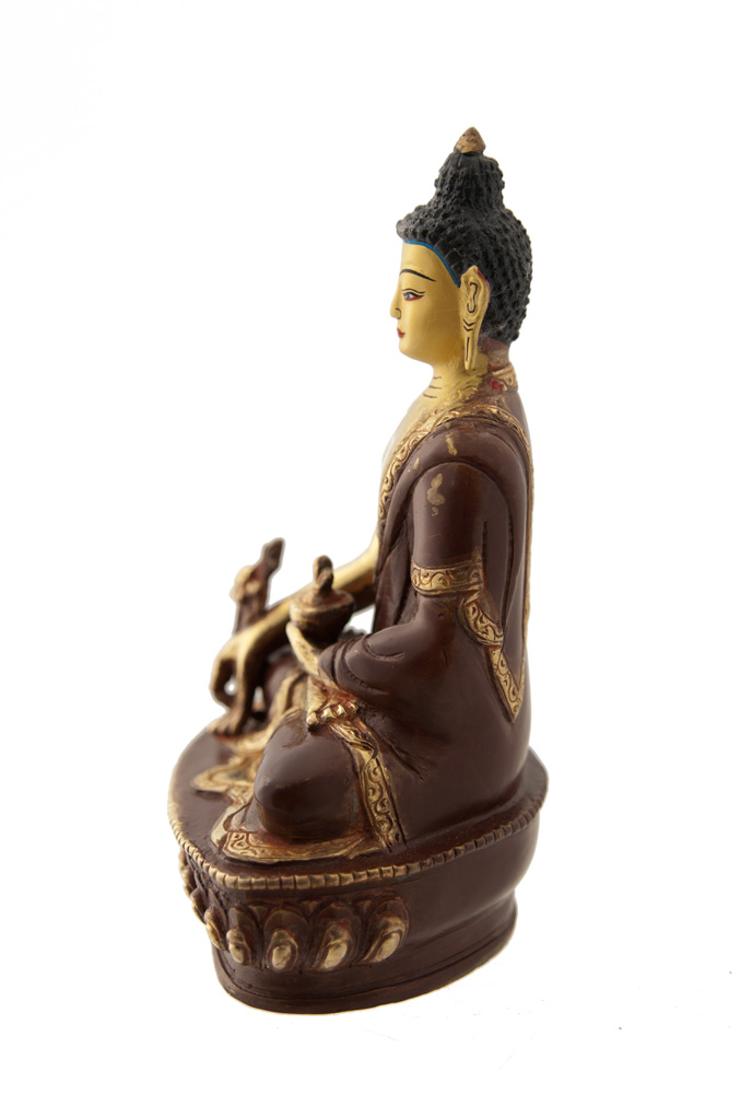 Statue Bouddha Médecine - Tradition bouddhiste tibétaine - Cuivre Nepal | Peterandclo.com