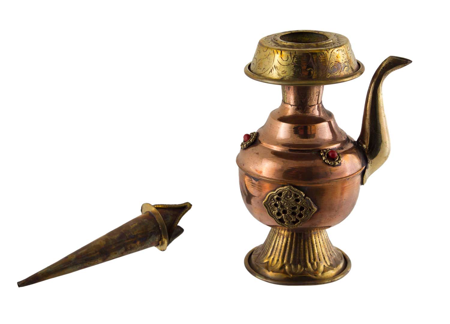 Bhumpa Vase à eau lustrale- Aiguière - cuivre rituel bouddhiste 17cm ...