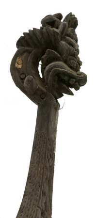 Ancien Luth Dranyen Tungna Népalais 68cm Sculpté